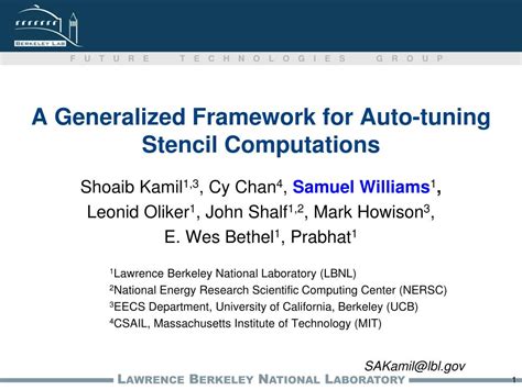 Ppt A Generalized Framework For Auto Tuning Stencil Computations