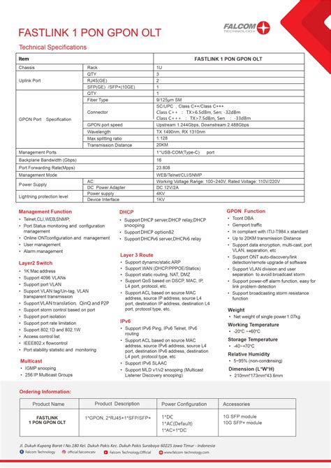 OLT GPON PON FASTLINK Falcom Technology