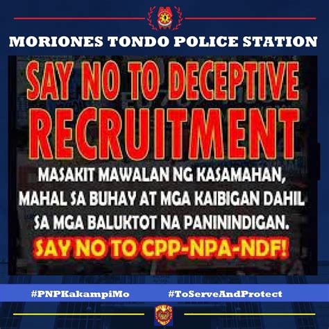 Say No To Deceptive Recruitment Say No To Cpp Npa Ndf Pnptoserveandprotect Pnpkakampimo