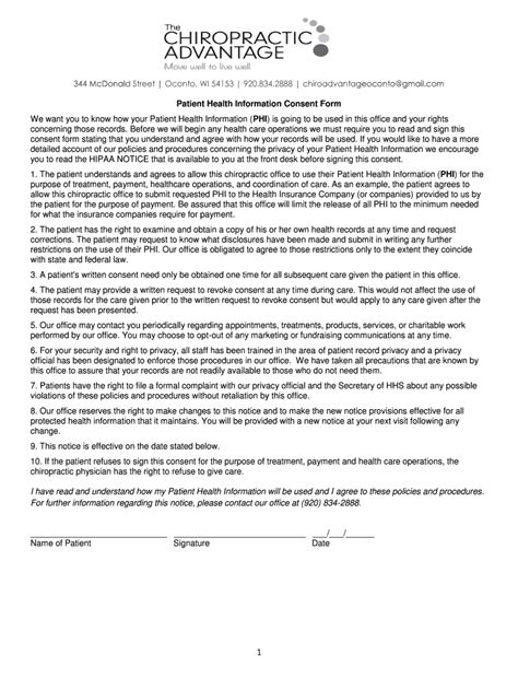 Fillable Online Patient Health Information Consent Form Phi Fax Email