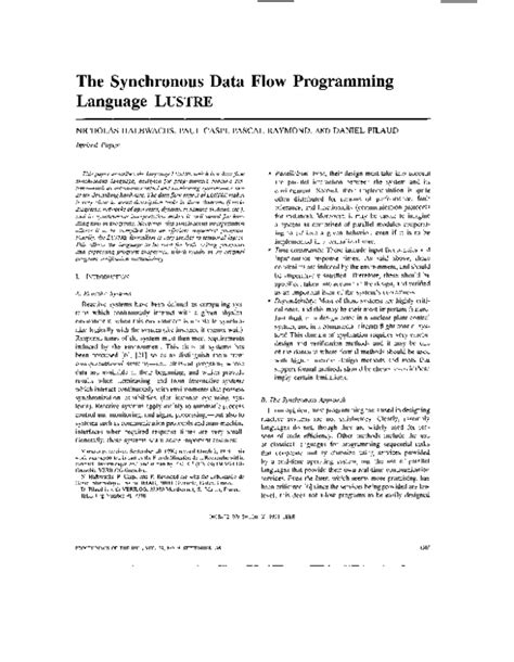 Pdf The Synchronous Data Flow Programming Language Lustre