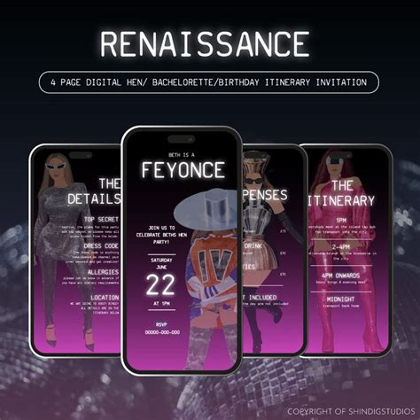 renaissance tour invitation packet beyonce themed birthday or