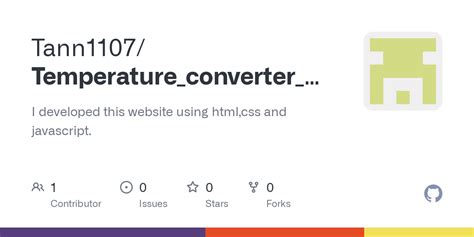 GitHub Tann1107 Temperature Converter Website I Developed This