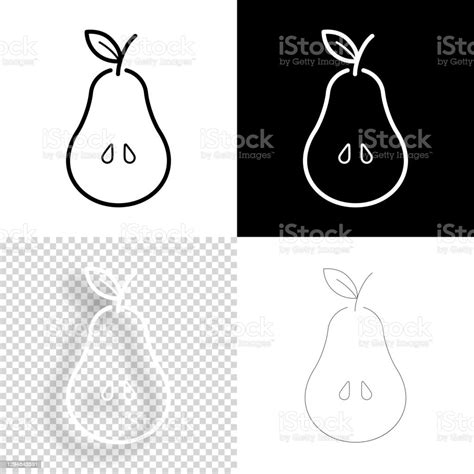배 디자인 아이콘입니다 빈 흰색 및 검은색 배경 선 아이콘 과일에 대한 스톡 벡터 아트 및 기타 이미지 과일 흑백 개념 Istock
