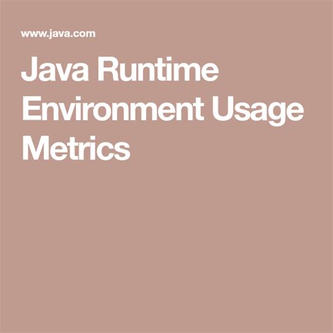 Java Runtime Environment Usage Metrics Metric Java Environment