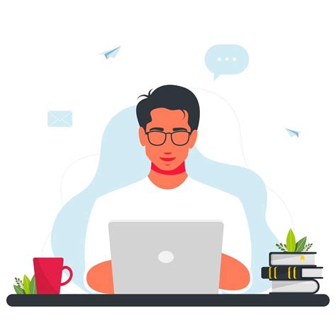 Man With Laptop Vector Art Icons And Graphics For Free Download