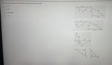 Solved 3 Match The Similar Triangles To The Postulate Or Theorem That