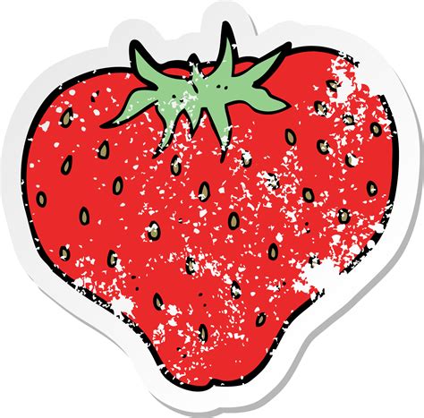 Rétro Affligé Autocollant De Une Dessin Animé Fraise Dessin 47129324 Png