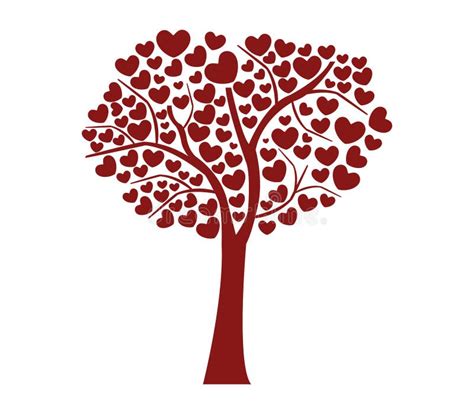 Tree Icon With Hearts Illustrated In Vector On White Background Stock Illustration