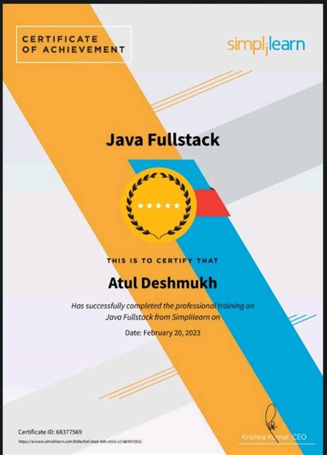 Atul Deshmukh On Linkedin Javafullstack Java Certifieddeveloper