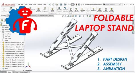 SolidWORKS Beginner Tutorial For Mechanical Simple DESIGN ASSEMBLY ANIMATION Foldable Laptop