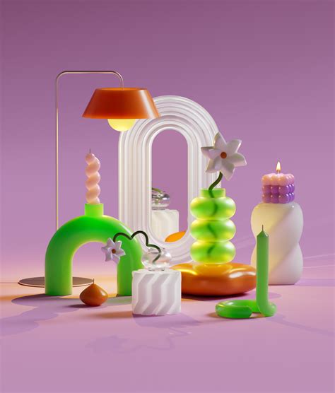 Colorful Objects On Purple Background