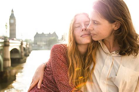 190 Lesbian Love Two Women Standing Together In Romantic Position