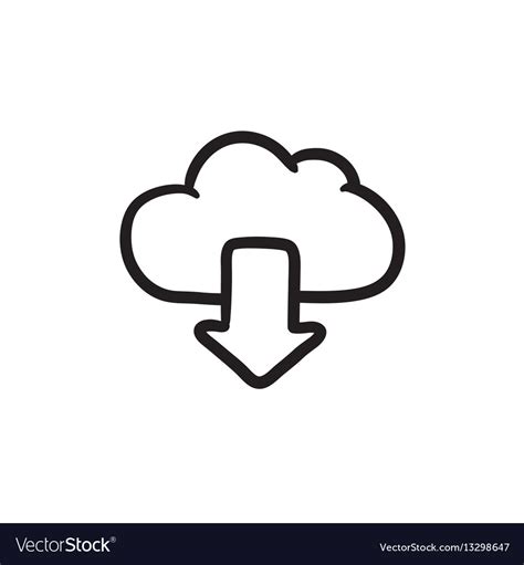Cloud With Arrow Down Sketch Icon Royalty Free Vector Image