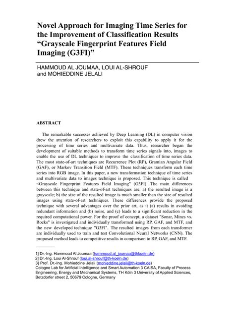 Pdf Novel Approach For Imaging Time Series For The Improvement Of