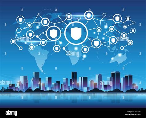 Network Security System Shield Icon Business Corporate Protection Network Global Connection