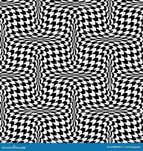 Optical Illusion Distorted Black And White Arrow Seamless Pattern Psychedelic Wavy Monochrome