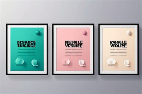 Premium Photo Vector Illustration 3d Minimalist Posters Set Quote