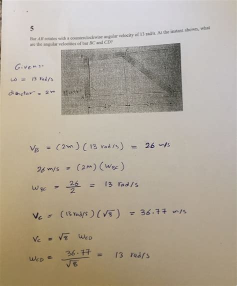 Solved 5 Bar Ab Rotates With A Counterclockwise Angular