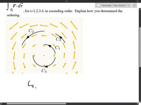 solved the vector field f and the oriented curves c1 c2 c3 and c4