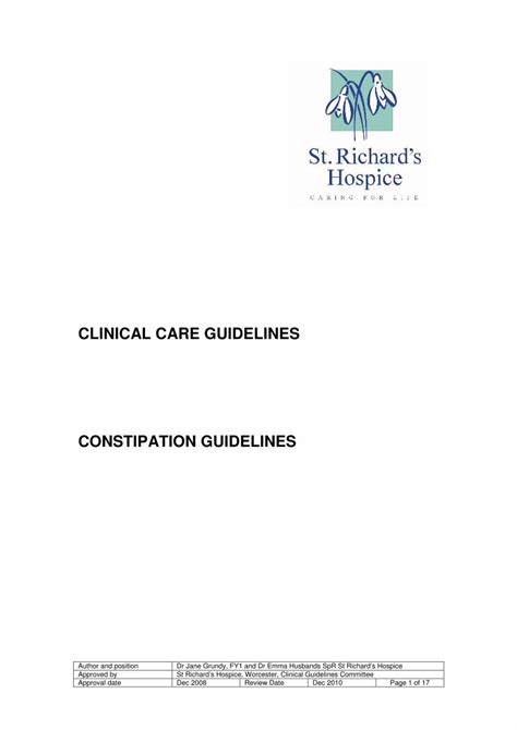 Pdf Clinical Care Guidelines Constipation Guidelines · Pdf Fileguidelines Define Constipation