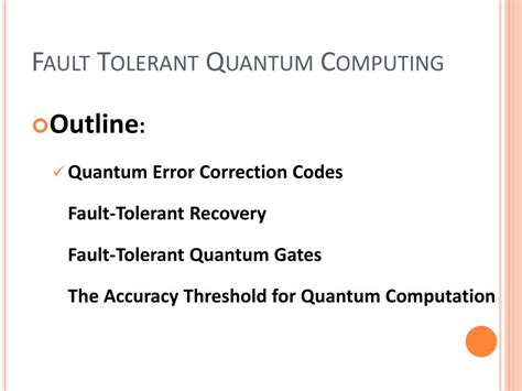 Ppt Fault Tolerant Quantum Computation Powerpoint Presentation Free