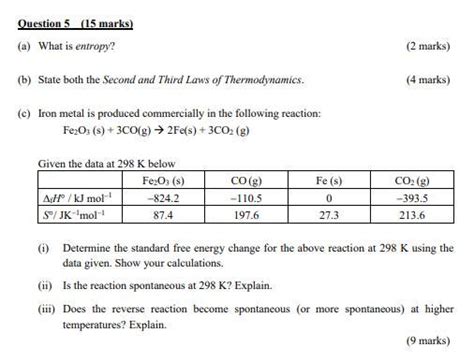 Solved Question Marks A What Is Entropy Marks Chegg