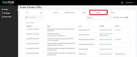 Apphub Sorting And Filtering Events
