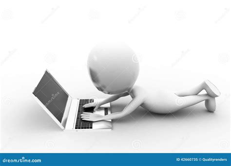 D Man Typing In Laptop Stock Illustration Illustration Of Education