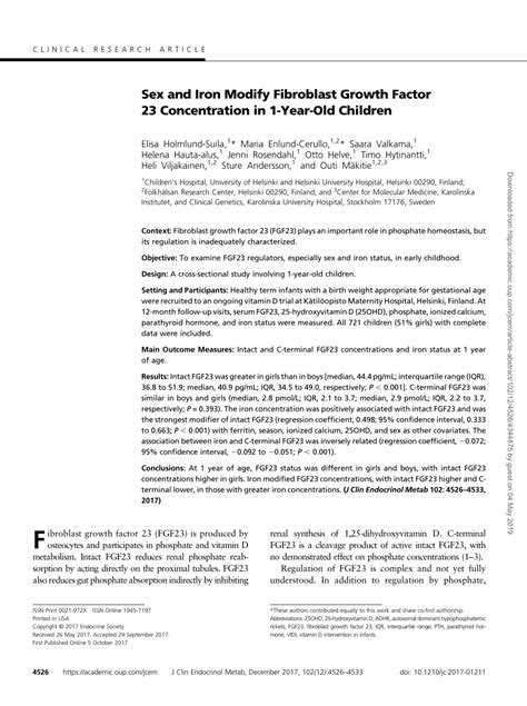 Pdf Sex And Iron Modify Fibroblast Growth Factor 23 Fgf23