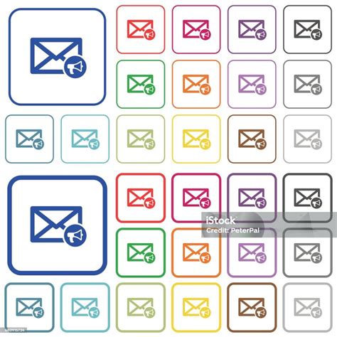 Mail Reading Aloud Outlined Flat Color Icons Stock Illustration Download Image Now Applying