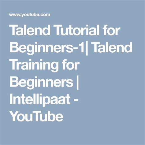 Learn Talend Beginner S Guide