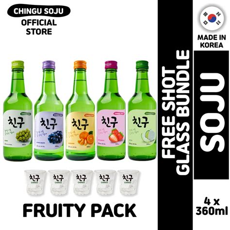 Chingu Soju Fruity Pack 360ml 5 Bottles With 5 Soju Glasses Shopee Philippines