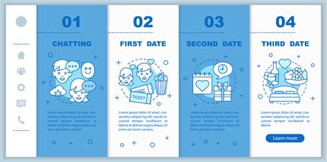 Online Dating Onboarding Mobile Web Pages Vector Template Responsive Smartphone Interface Idea