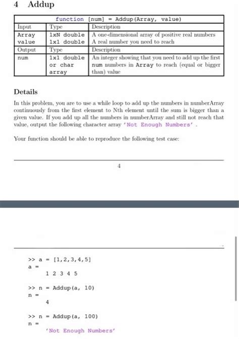 Solved 4 Addup Function Num Addup Array Value Input