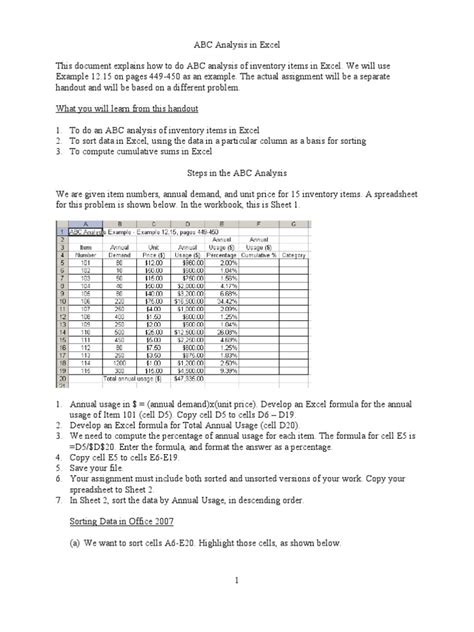 Abc Analysis Excel New2 Spreadsheet Microsoft Excel