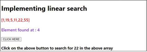 implementing linear search in javascript