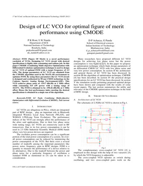 Lc Vco Design Optimization Using Cmode For Optimal Fom