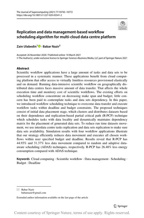 Replication And Data Management Based Workflow Scheduling Algorithm For Multi Cloud Data Centre