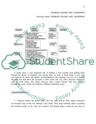 Problem Solving And Leadership Coursework Example Topics And Well