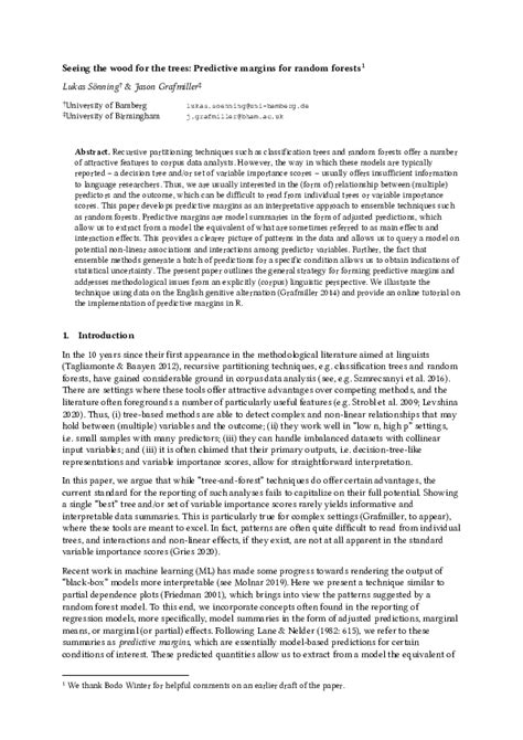 Pdf Seeing The Wood For The Trees Predictive Margins For Random Forests