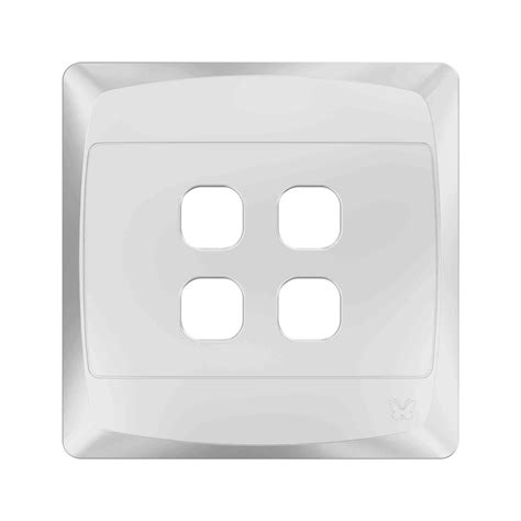 4 Lever Grid Plate 4x4 White Megatech Electrical Supplies