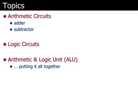 Computer Organization And Design Arithmetic And Logic Circuits Ppt Download
