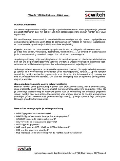 10 Gdpr Privacyverklaring Voorbeeld Pdf