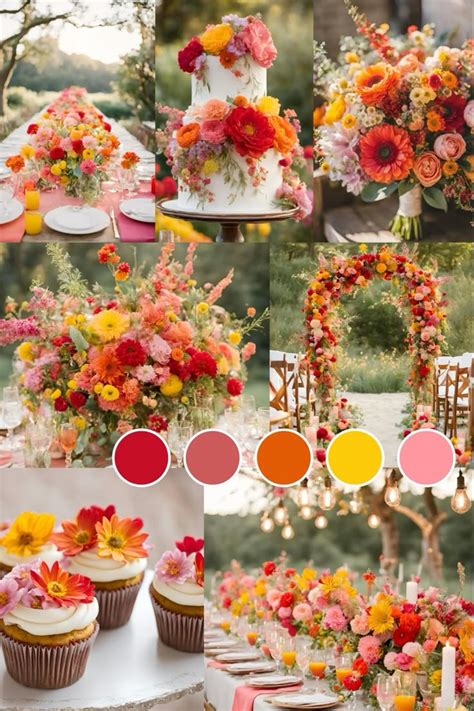 Sunset Colors Wedding Theme Red Yellow Pink Orange Wedding