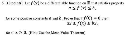 solved a 5 [10 points] let f x be a differentiable