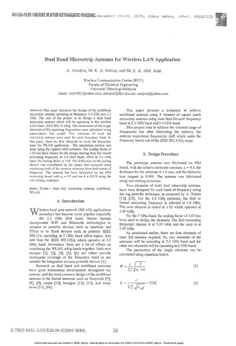 Pdf Dual Band Microstrip Antenna For Wireless Lan Application M Rahim
