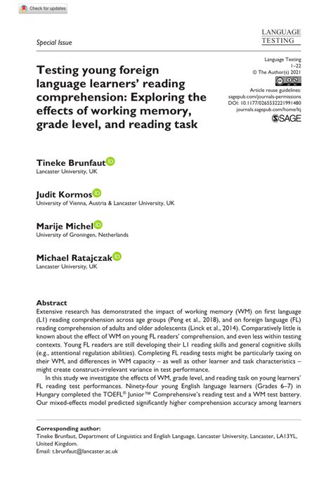Pdf Testing Young Foreign Language Learners Reading Comprehension
