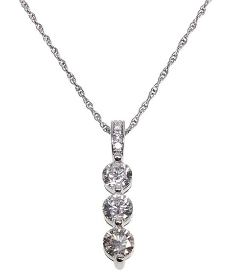 Lot 14k White Gold And Diamond Pendant Necklace