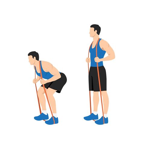 Man Doing Good Morning Resistance Band Exercise For Backside Workout